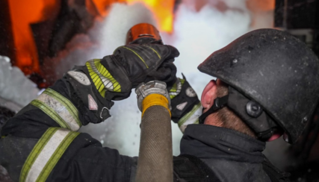 Apartment in high-rise building on fire in Kyiv as result of Russian attack